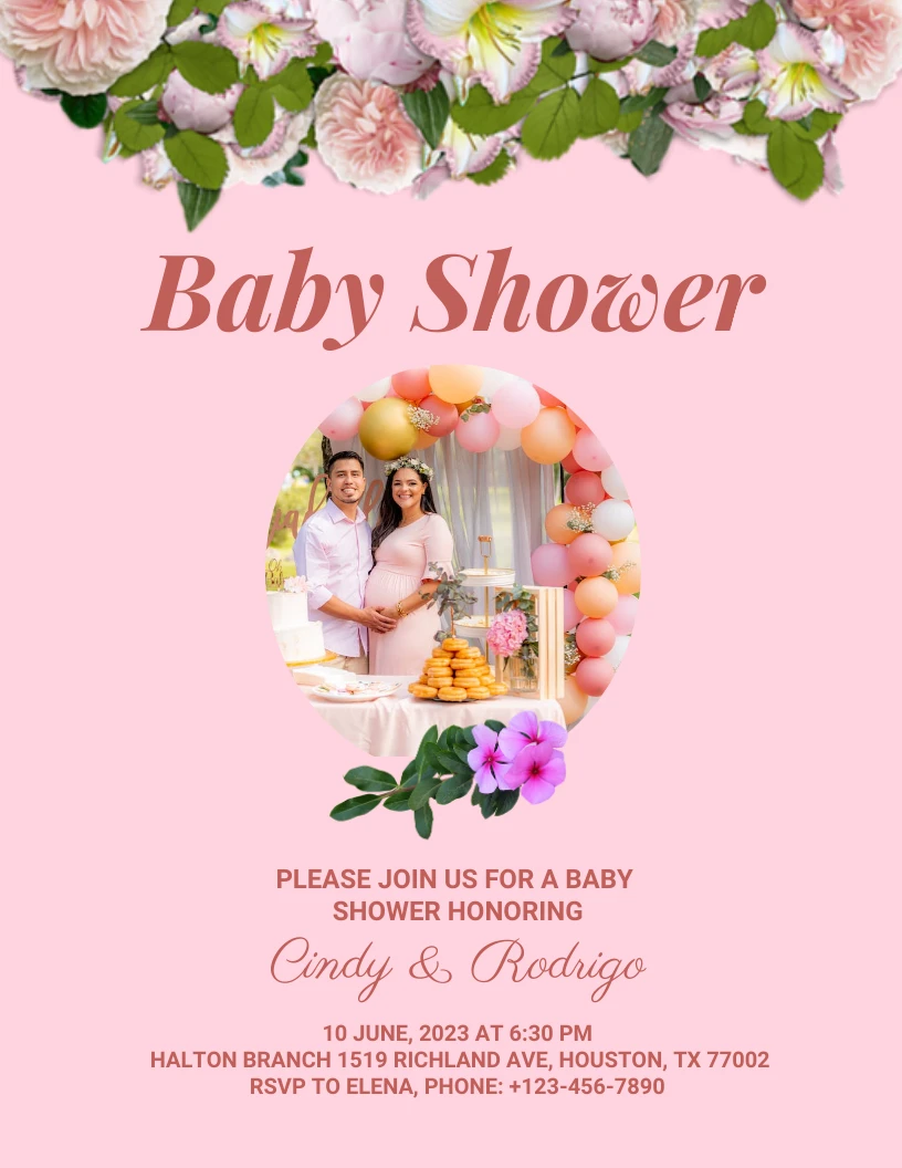 Baby Pink Aesthetic Baby Shower Flyer Template - Venngage