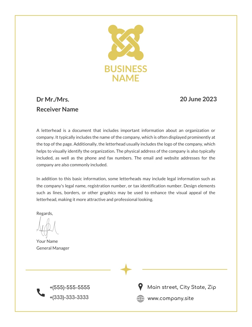 White Simple Business Letterhead Template - Venngage