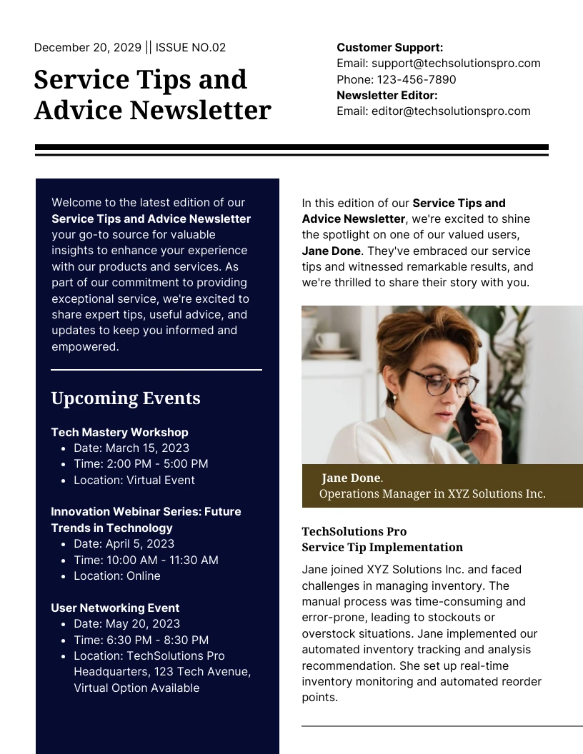Service Tips Advice Newsletter Template - Venngage