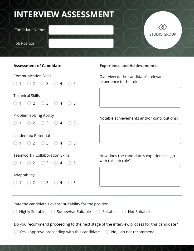 Interview Guide Form Template - Venngage