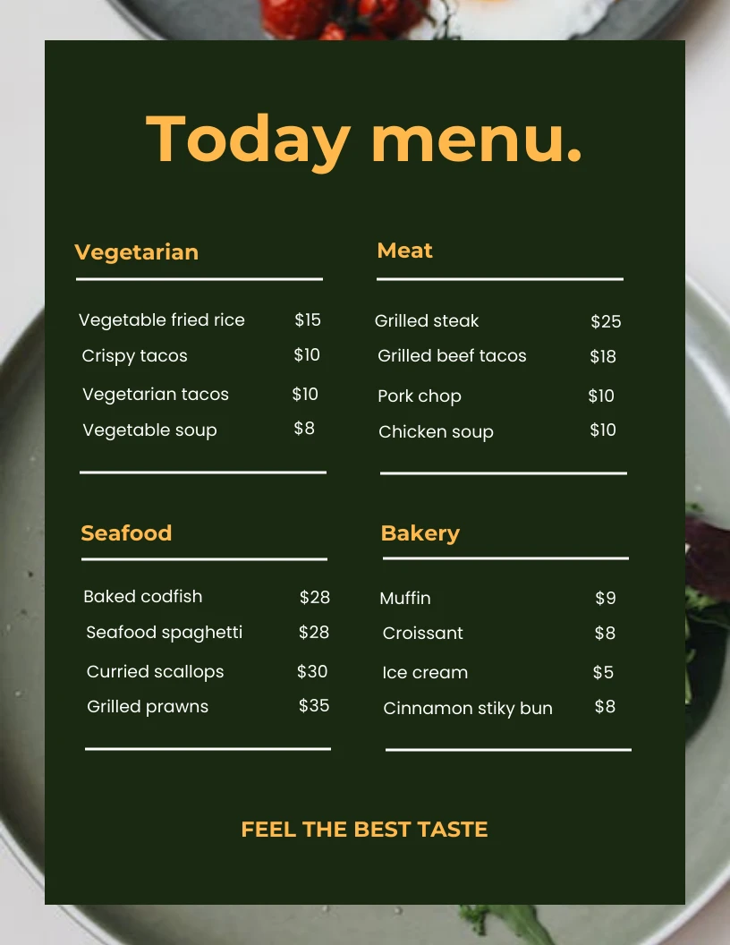 Menu Flyer Template - Venngage