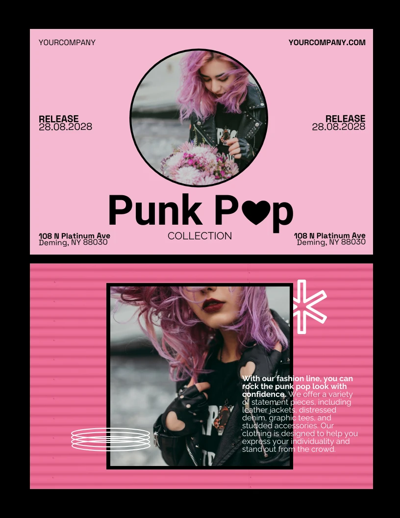 Black and Pink Punk Pop Fashion Release Template - Venngage