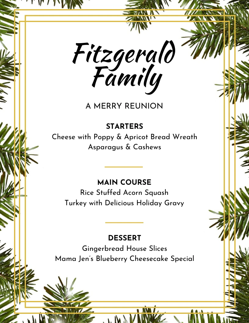 Leaf Themed Christmas Menu - Venngage