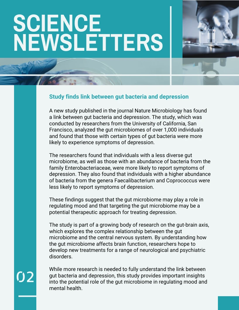 Light Teal Science Newsletter Template - Venngage