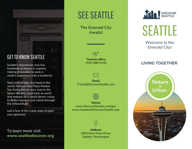 Seattle Travel Tri Fold Brochure - Venngage