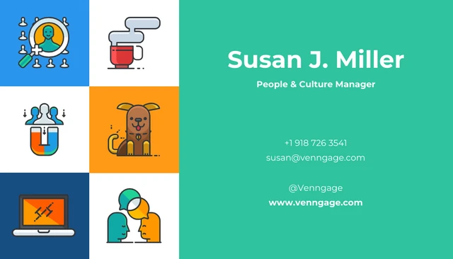 Colorful Grid Business Card - Venngage