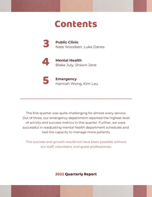 Public Health Services Quarterly Report - Venngage