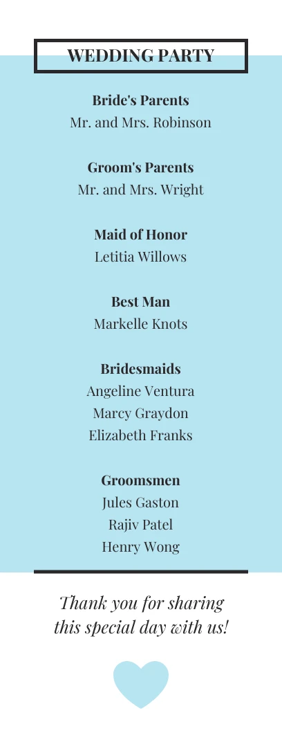 Modern Blue Wedding Program - Venngage