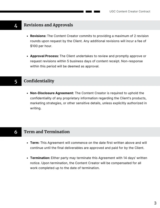 UGC Content Creator Contract Template Venngage