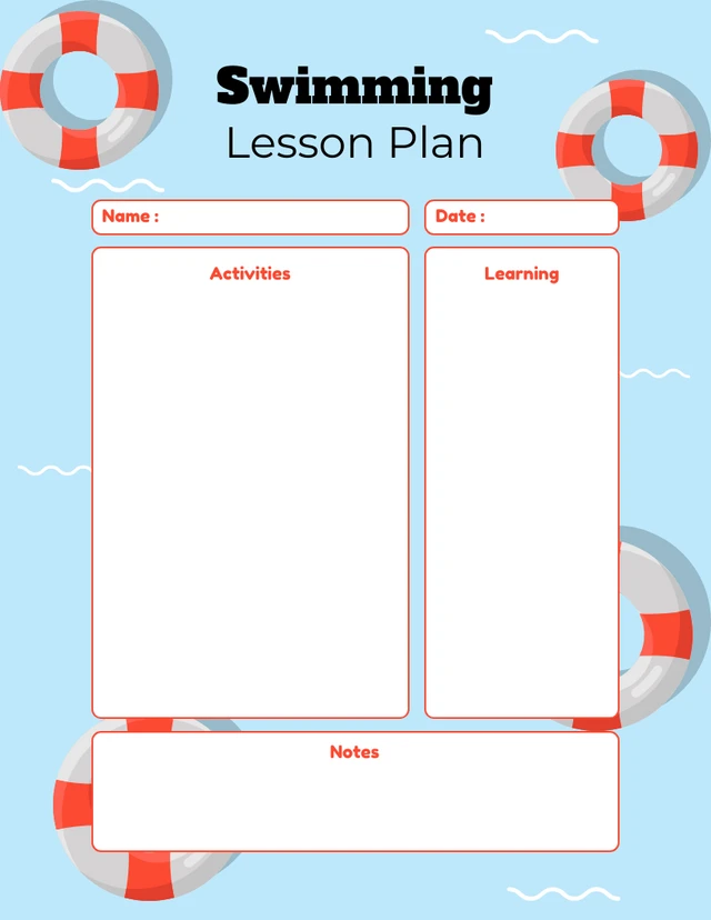 Illustrative Swimming Lesson Plan Template Venngage