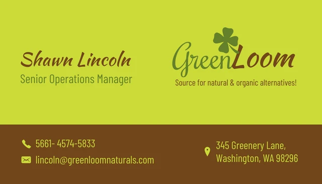 Green Organic Business Card - Venngage