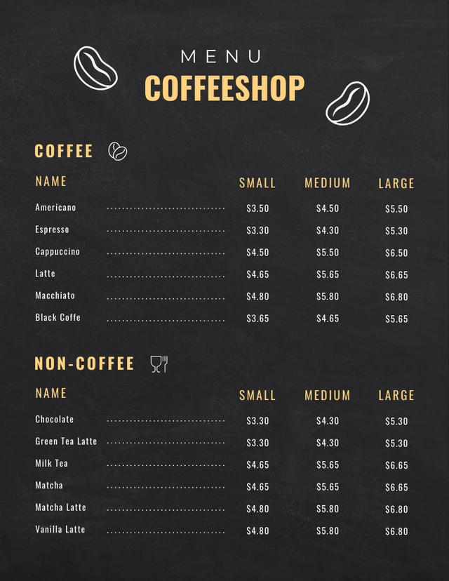Modern Coffee Beans Shop Menu Template PosterMyWall 44 OFF