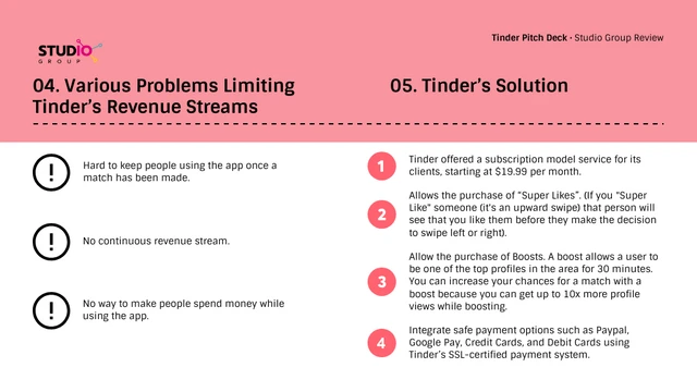 Pitch Deck de Tinder - Venngage