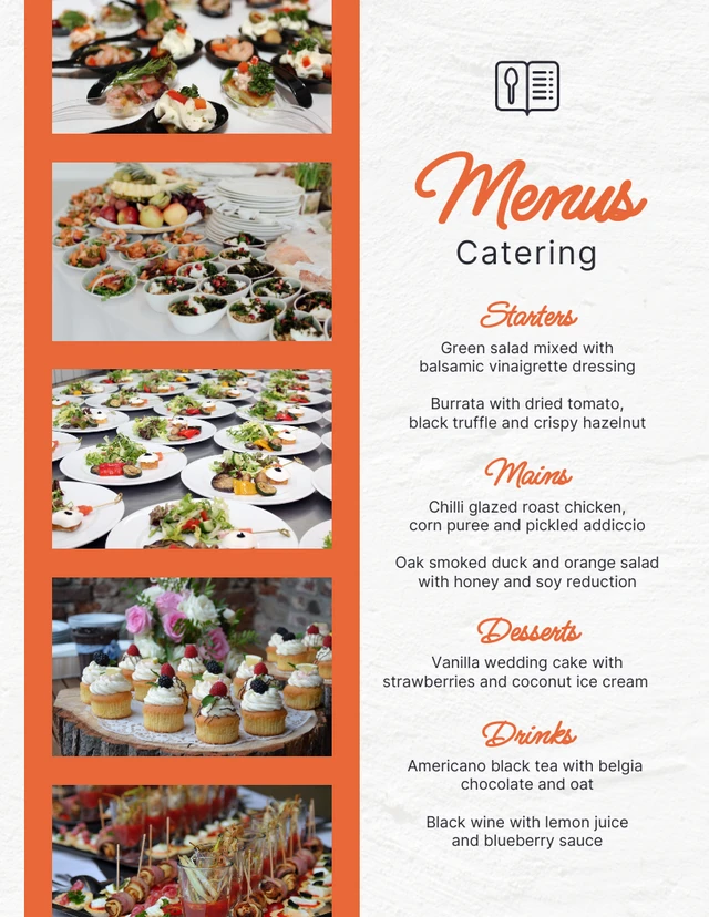 White And Orange Modern Texture Catering Menu Venngage
