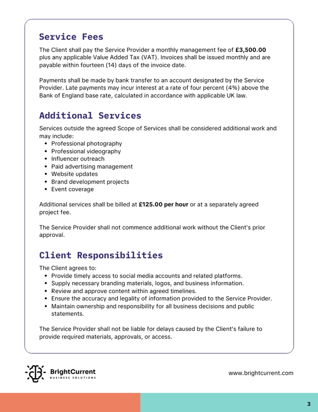 Social Media Management Contract Template - Venngage