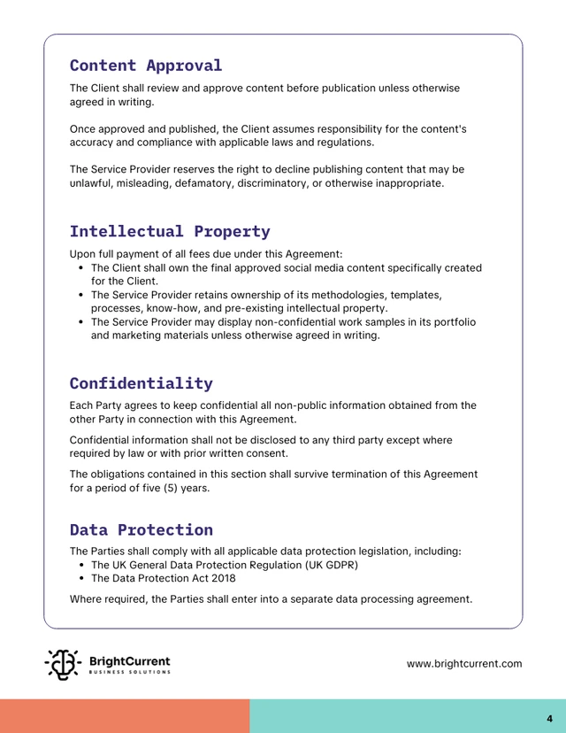 Social Media Management Contract Template - Venngage