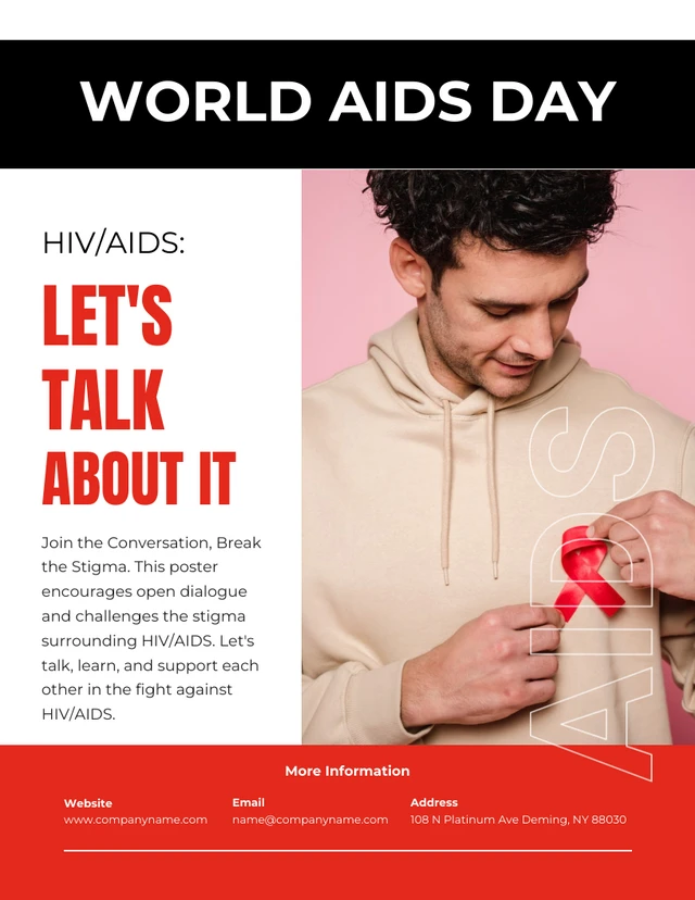 White And Red Simple HIV/AIDS Poster - Venngage