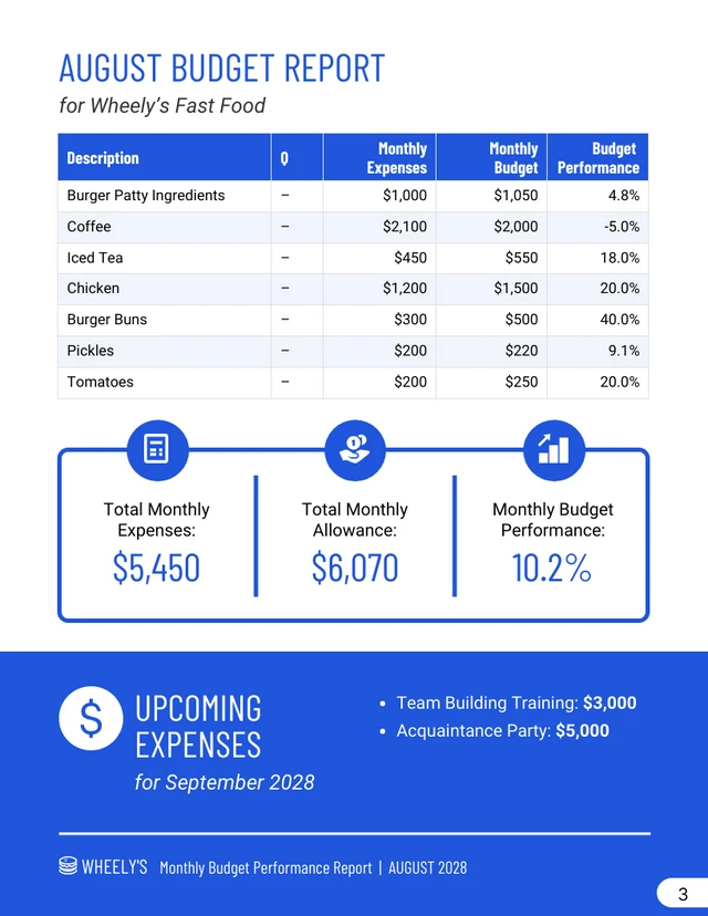 Budget Performance Report Template - Venngage