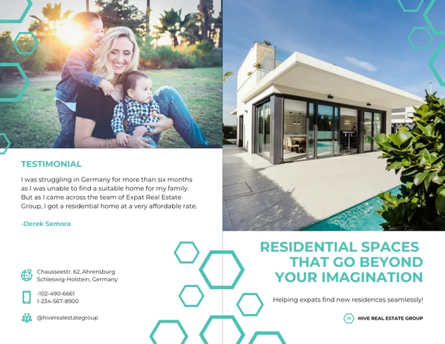 Teal Residential Real Estate Bi Fold Brochure - Venngage
