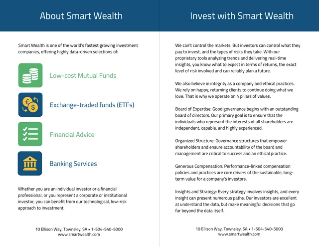 Financial Investment Business Bi Fold Brochure - Venngage